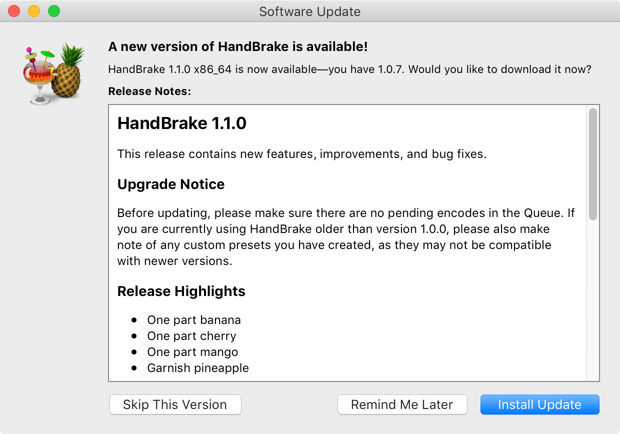 Handbrake Documentation — Checking For Updates 3650